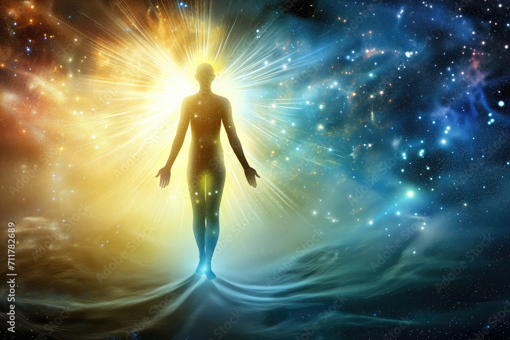 Silhouette of human astral human body concept image for near death ...