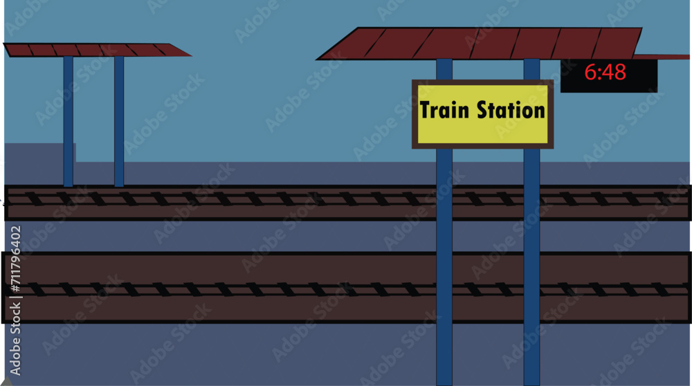 Vecteur Stock Train station ,2d indian cartoon, 2d cartoon Train ...