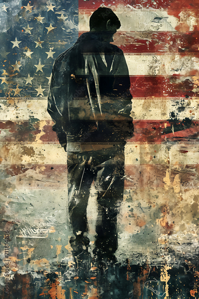 Poverty in the USA showing a homeless underprivileged teenage boy in ...