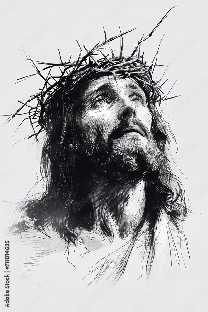 Black and white sketch drawing of the passion of Jesus Christ at the ...