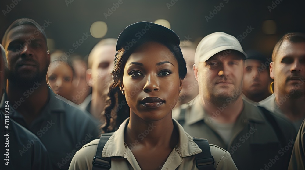 shot representing the trade union concept with a diverse group of ...