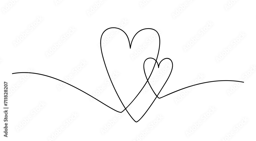 Two Hearts line art. St. Valentine's Day. Abstract Love symbol ...