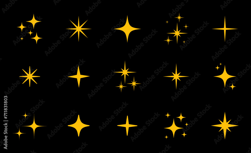 Sparkling star, glowing star light effect. Glitter magic star sparks ...