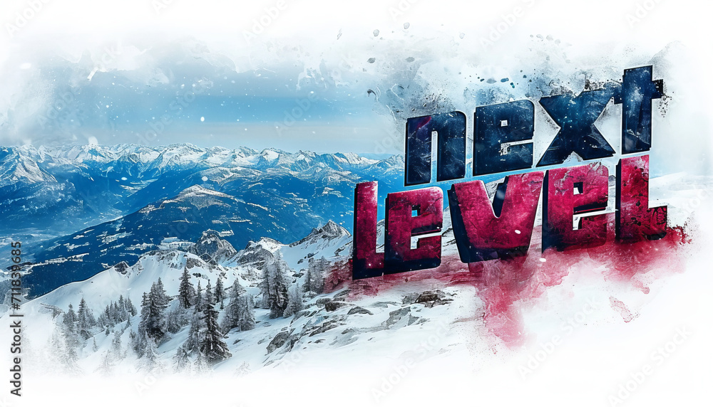 The Black text "next level" animation with glitch effect ,generative ai ...