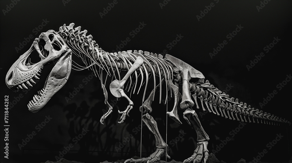 T rex dinosaur skeleton negative space silhouette illustration Stock Photo | Adobe Stock