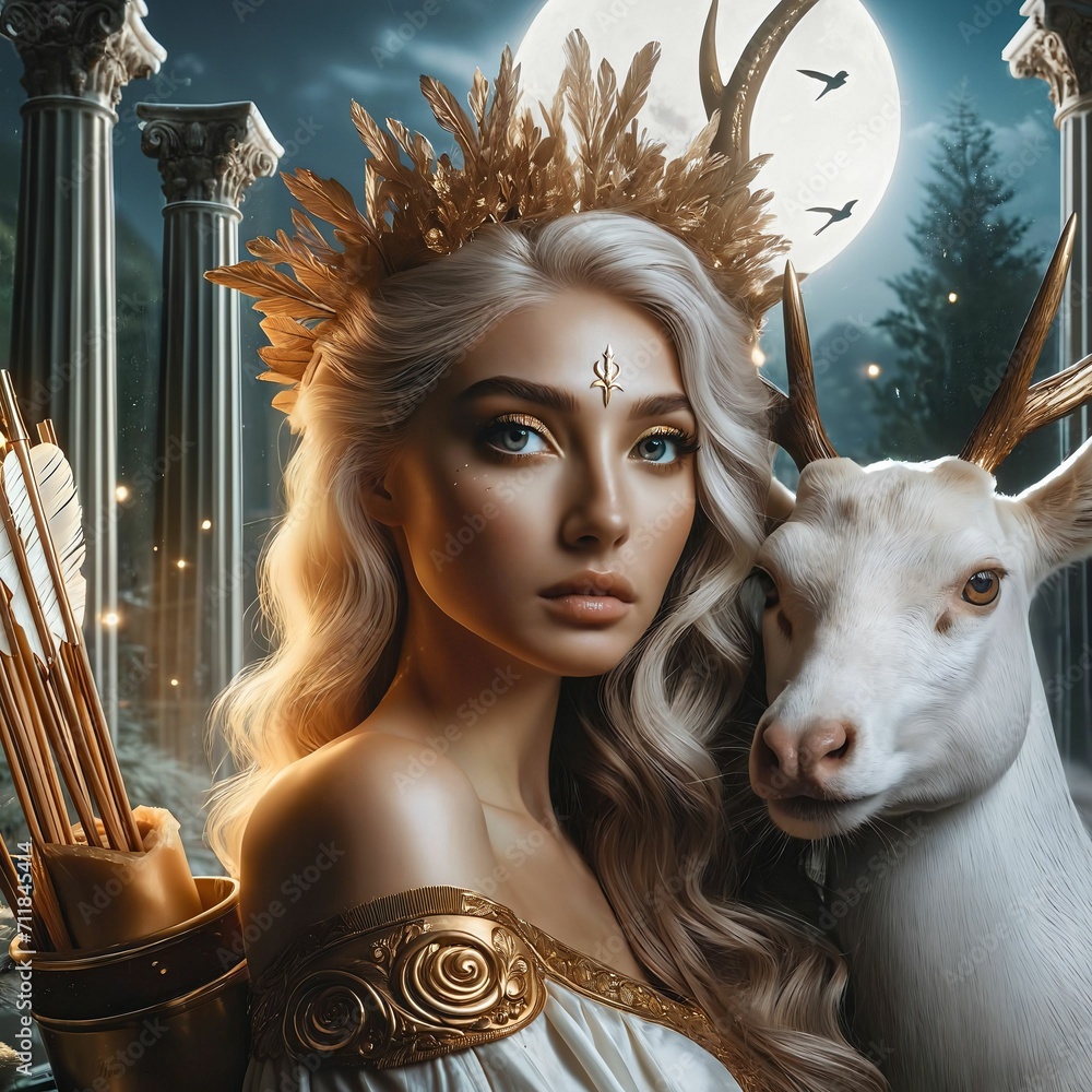 Artemis or Diana Greek goddess of hunt, wilderness, nature, vegetation ...
