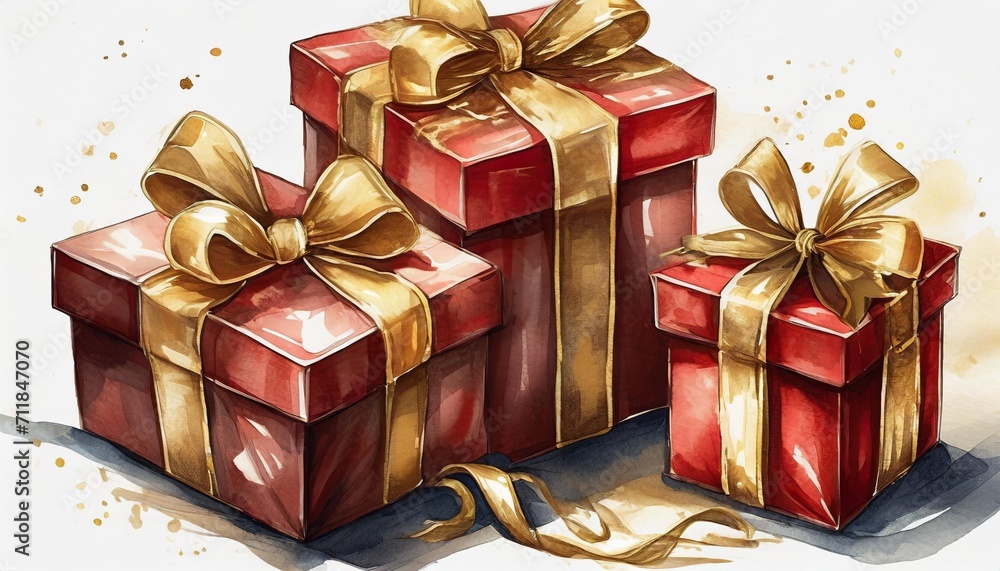 red gift boxes with gold ribbons birthday christmas gif box on white ...