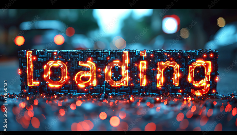 The Black text "loading" animation with glitch effect ,generative ai ...