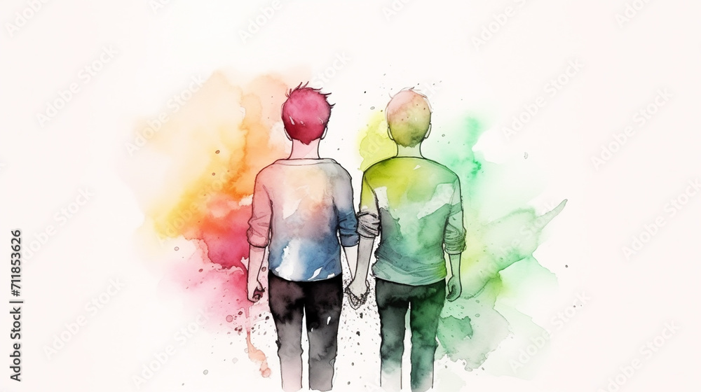Gay and Lesbian Couple Family Queer Art - LGBT Inclusive Diverse Love ...