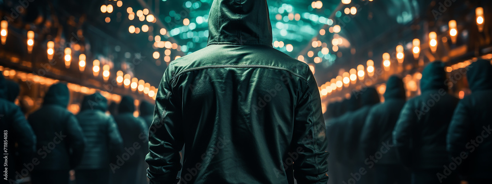 cybersecurity and hacker,coding,malware concept.Hooded computer hacker in cybersecurity on ...