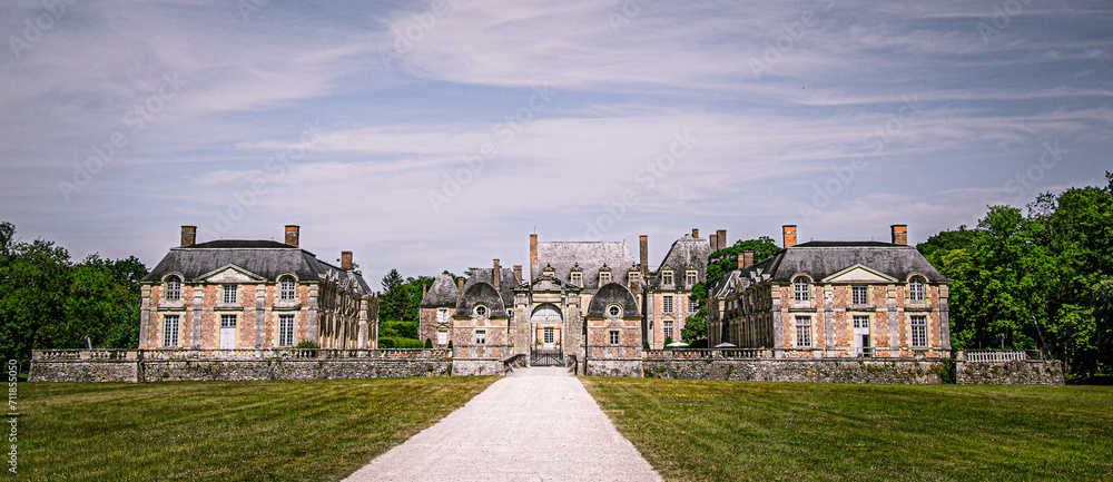 La Ferte Saint Aubin, France,Historical castle buildings with old gate ...