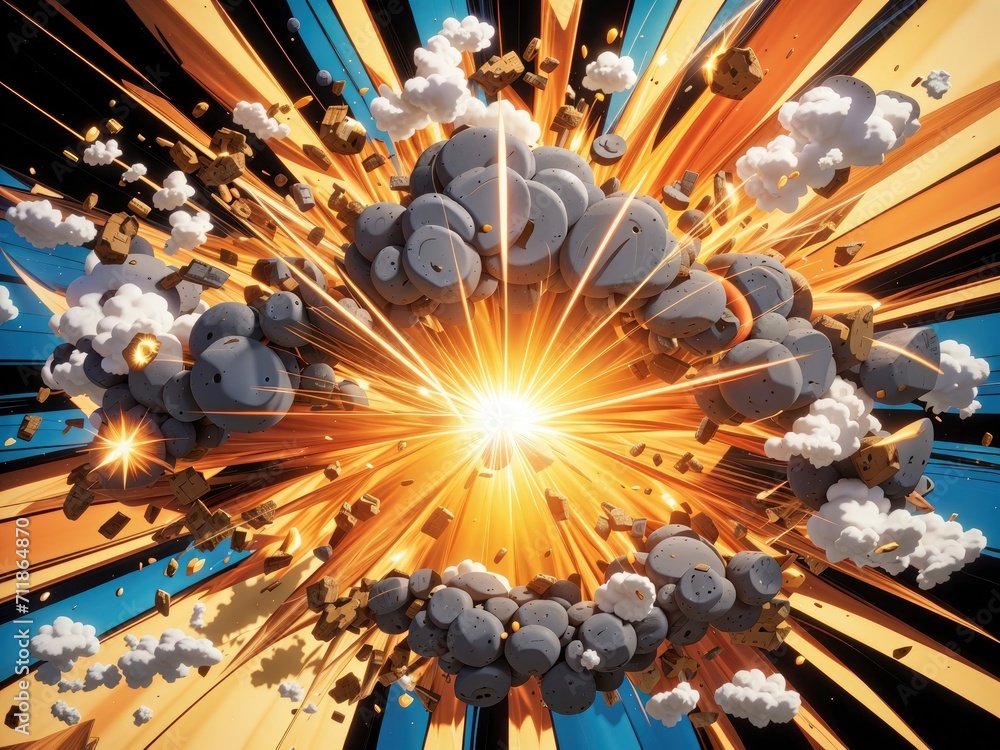 Anime manga graphics cartoon explosion boom sunburst. Bursting with ...