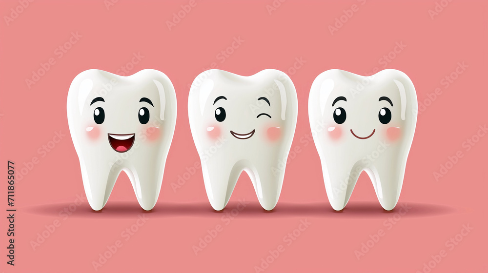 Cute happy tooth character. Funny smiling teeth cartoon emoticon in ...