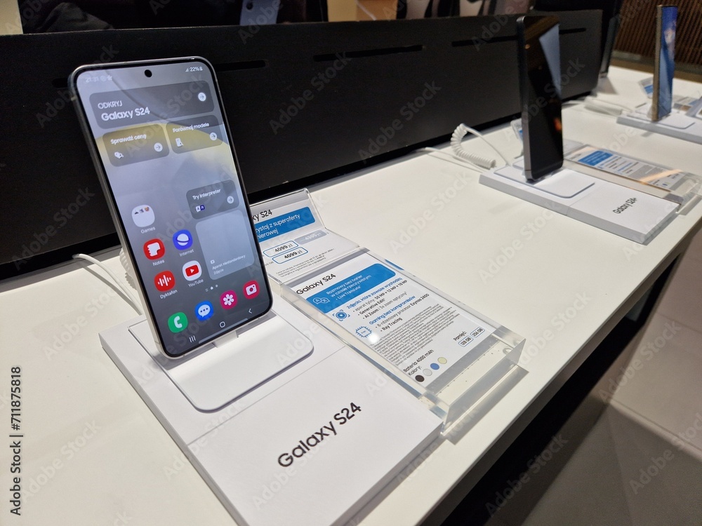 Zdjęcie Stock: Poznan, Poland 17 January 2024: Premiere of new Samsung ...