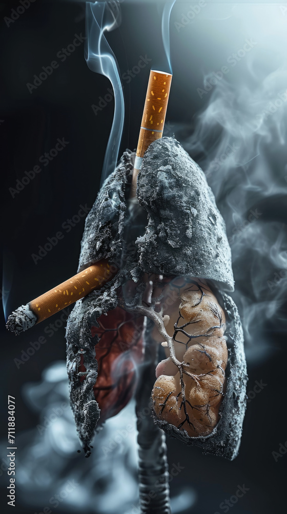 visual concept of No Smoking Day, harmful effects of cigarettes on ...