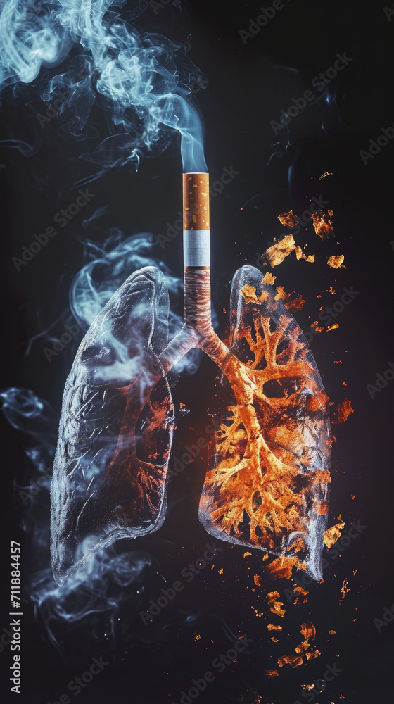 visual concept of No Smoking Day, harmful effects of cigarettes on ...