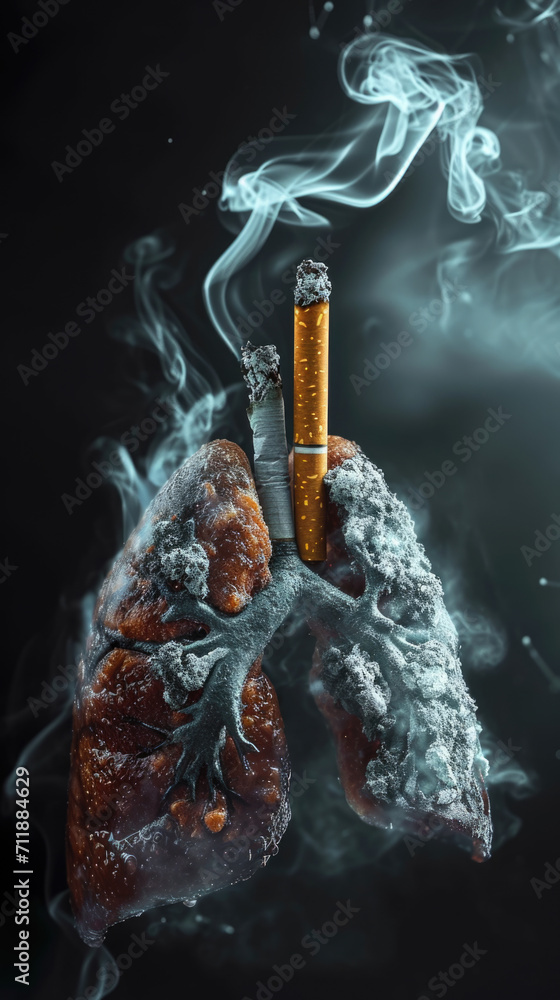 visual concept of No Smoking Day, harmful effects of cigarettes on ...