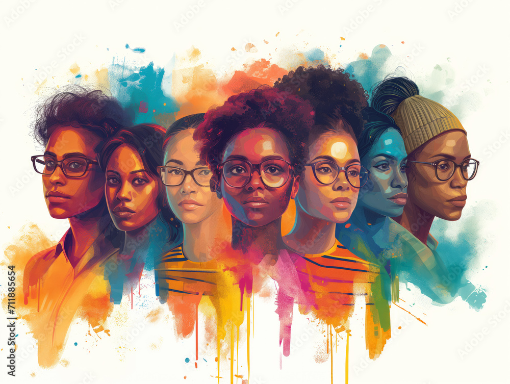 Black History Month colourful abstract illustration of Diverse ...