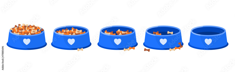 Pet dry food eating set, sequence game animation of eaten dogs treats ...