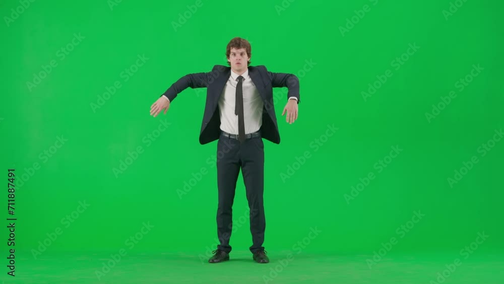 Portrait of male model in suit on chroma key green screen. Handsome ...