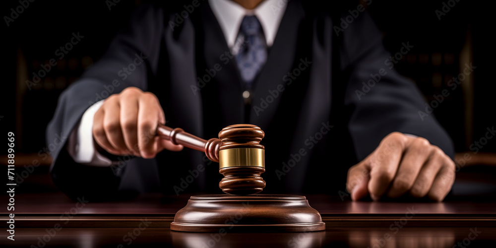 judge's hand at the moment of delivering a sentence - concept of trial ...