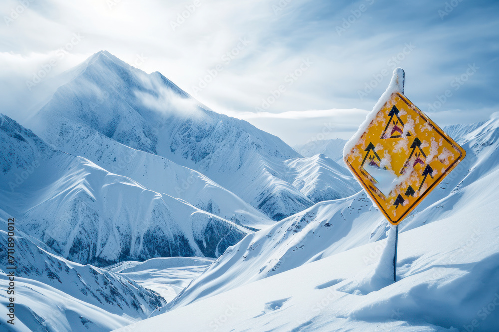 Avalanche danger warning, an image featuring warning signs and ...