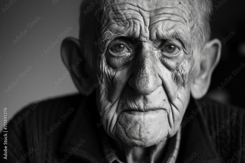 An aged human face tells a story of a life well-lived, with wrinkles ...
