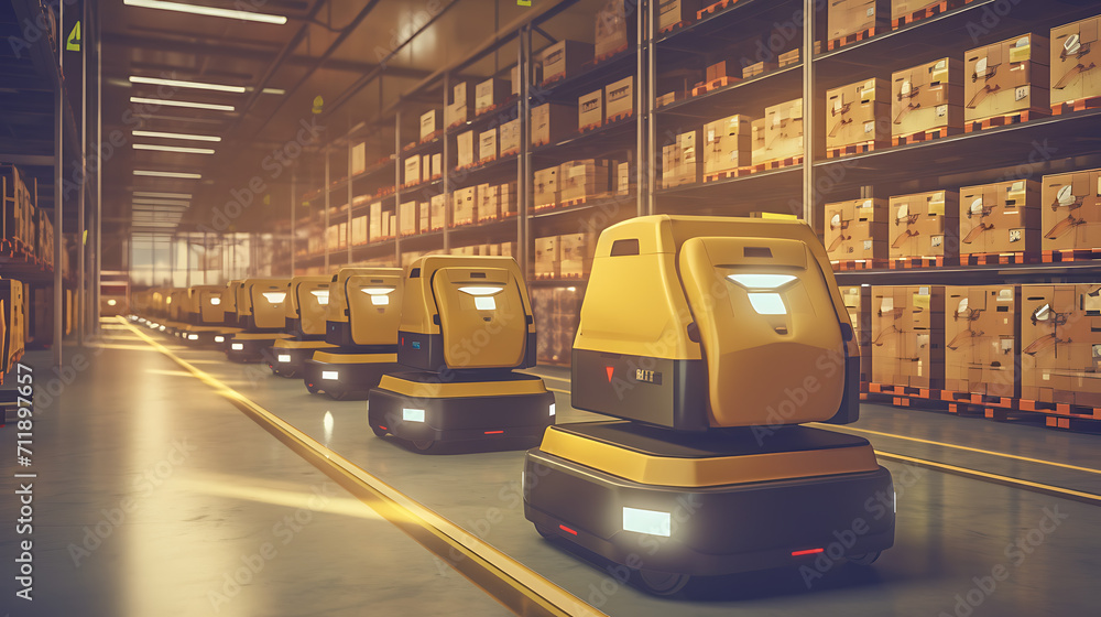 Future Technology 3D Concept: Automated Retail Warehouse AGV Robots ...