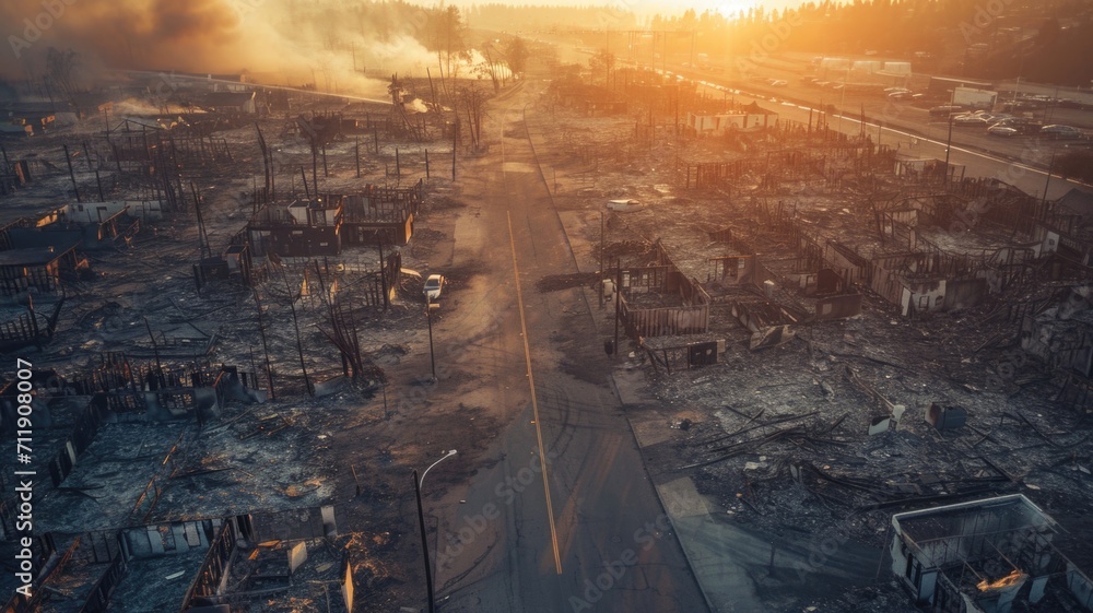 fire damage to buildings, roads and urban infrastructure, natural ...