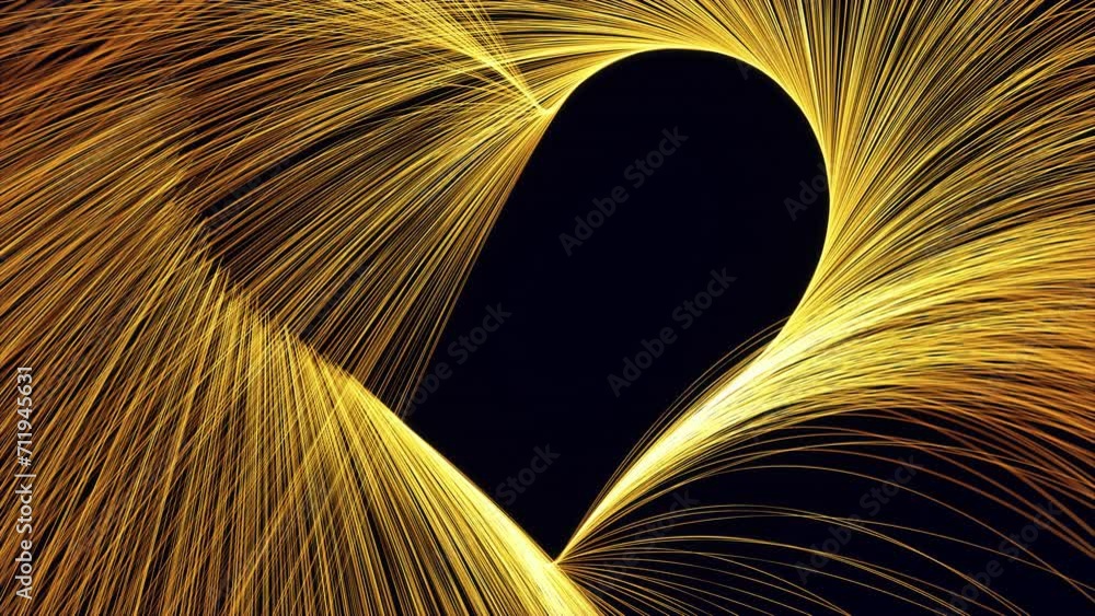 4K gold particles and sparkles. Burst Of Abstract Optical Fibers ...