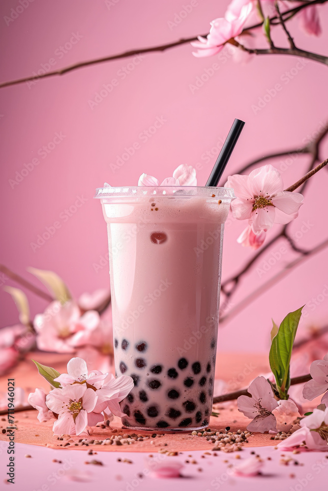 bubble tea boba drink iced refreshment beverage with tapioca pearls ...