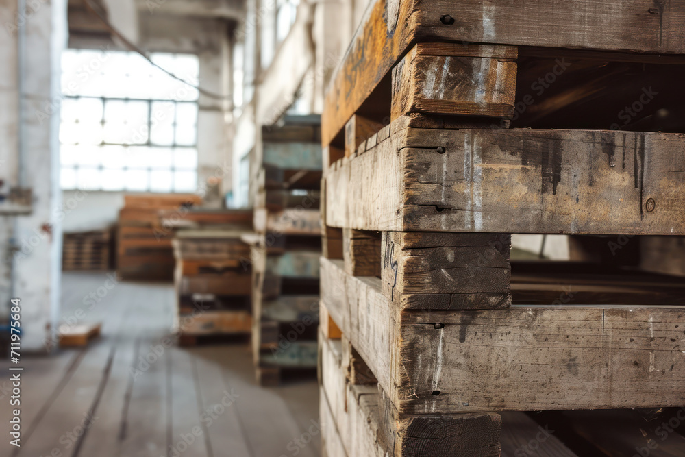 Stack of Wooden Pallets in Warehouse, Storage Solution for Goods ...