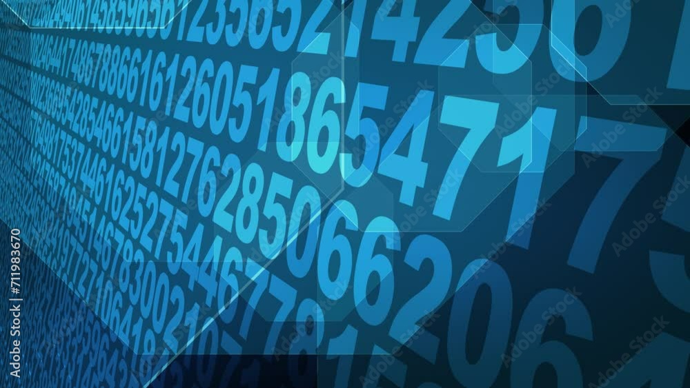 Digit sequence abstract background representing changing and growing ...