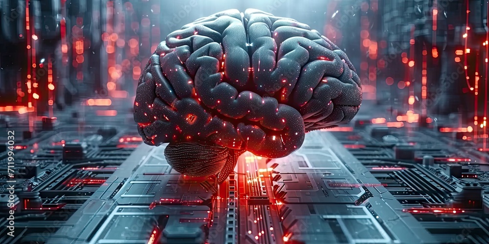 Brain science illustration in blue depicting human intelligence and ...