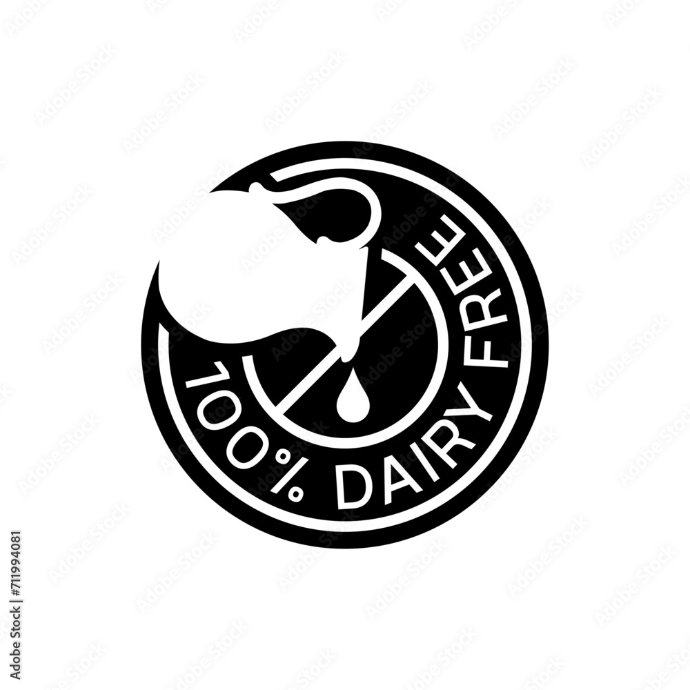 Vetor de Dairy free symbol. Healthy foods ingredient warning symbols ...