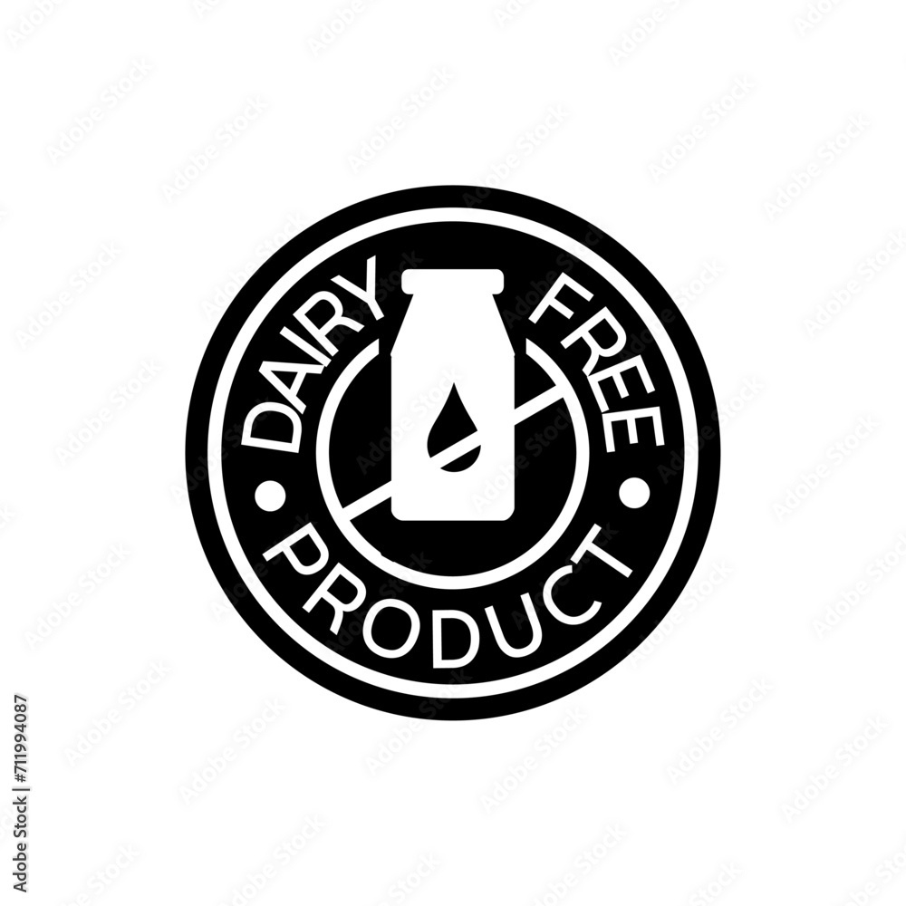 Dairy free symbol. Healthy foods ingredient warning symbols, badges ...