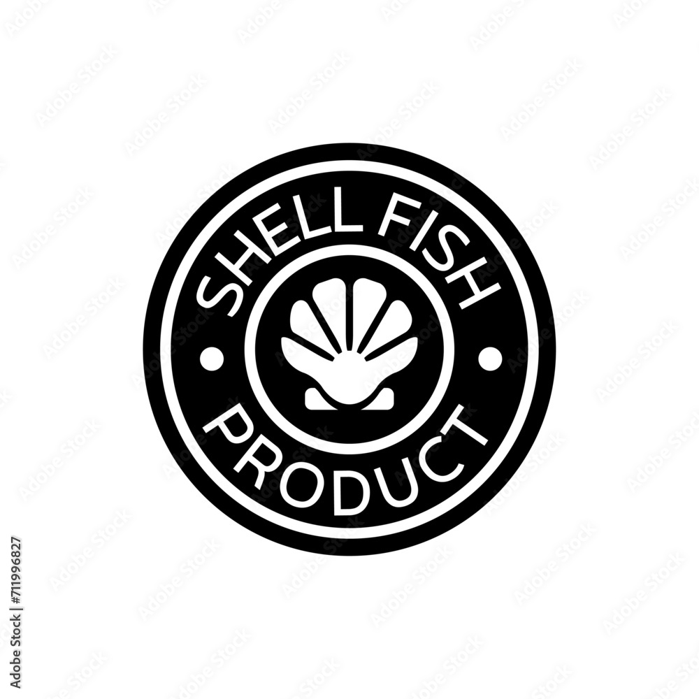 Vetor de Shell fish symbol. Healthy foods ingredient warning symbols ...