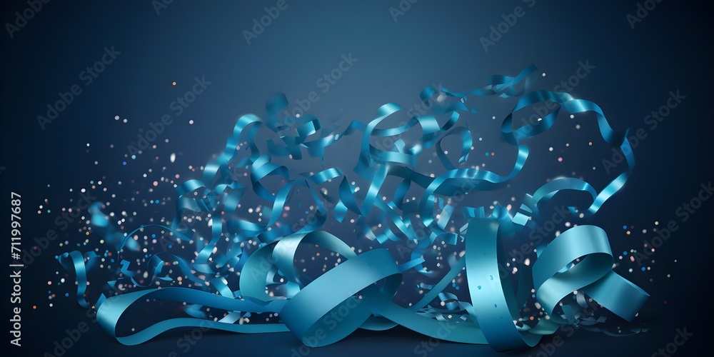 blue celebration background template with drop confetti and blue ...