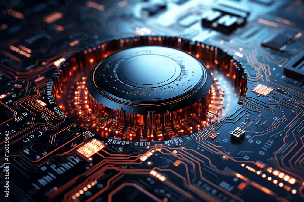 Powerful performance supercomputer circuit board with CPU quantum chip ...
