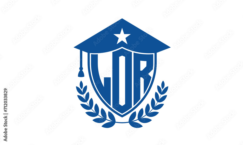 LOR three letter iconic academic logo design vector template. monogram ...