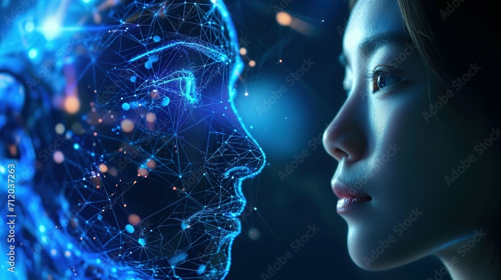 Robotics or ai artificial intelligence connecting interaction with ...