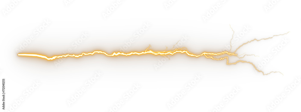 Yellow illuminated thunder strike against on transparent backgrounds 3d ...