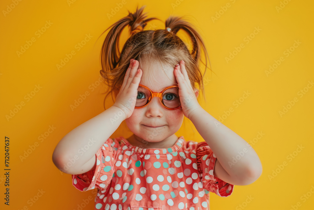 Curious child exploring world. Portrait of inquisitive nosy little girl ...