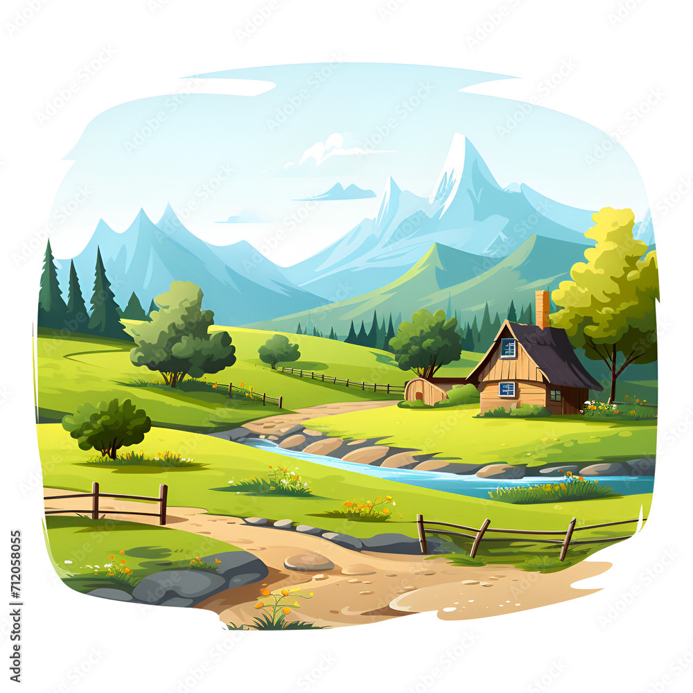 Cartoon Style Farm Ranch Logo Illustration No Background Perfect for ...