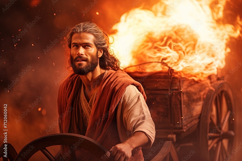 Elijah and the chariot of fire, Bible story. Stock Photo | Adobe Stock