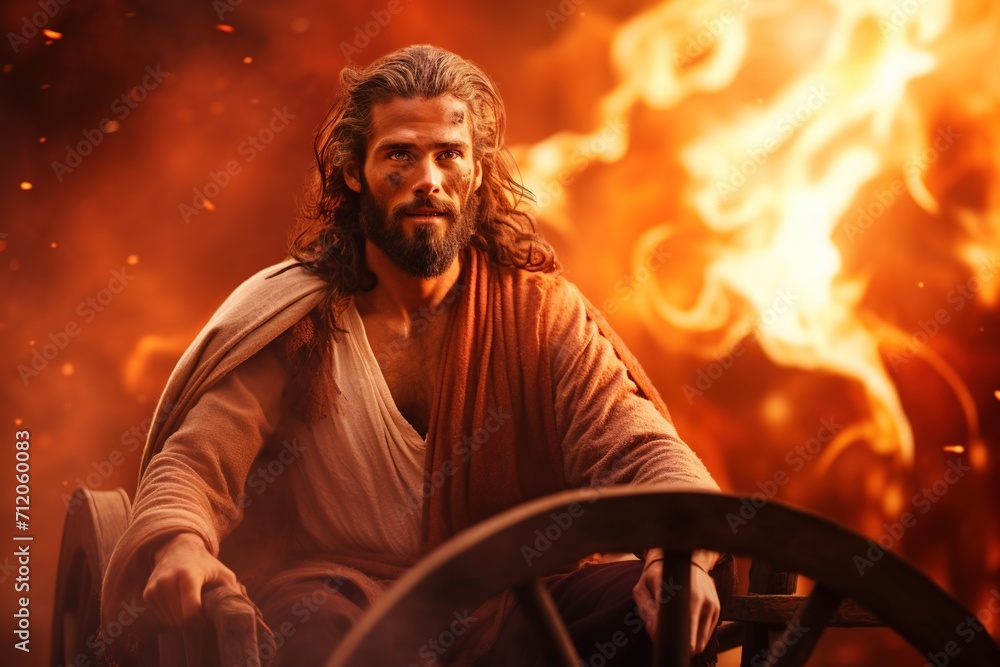 Elijah and the chariot of fire, Bible story. Stock Photo | Adobe Stock