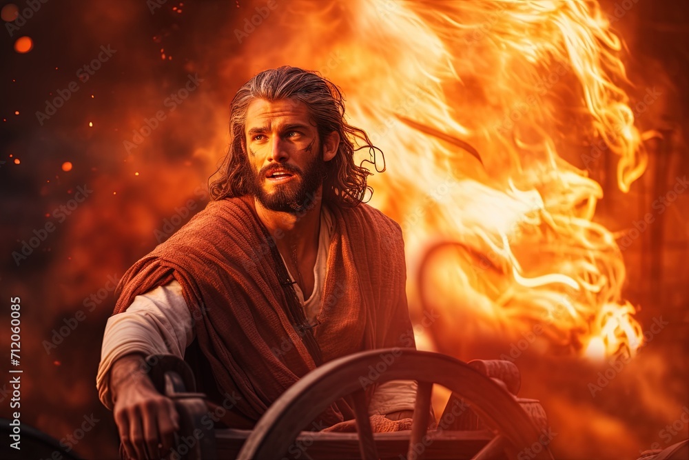 Elijah and the chariot of fire, Bible story. Stock Photo | Adobe Stock