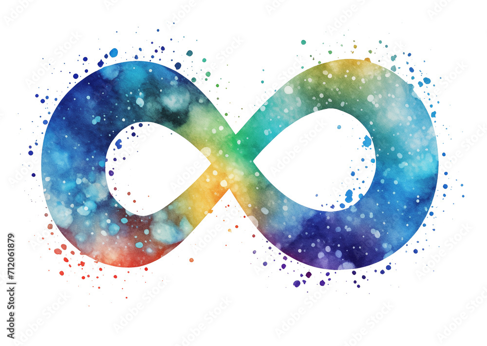 colorful infinity symbol watercolor illustration png isolated on a ...