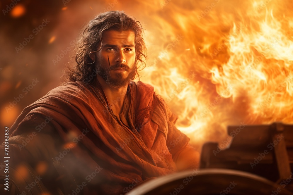 Elijah and the chariot of fire, Bible story. Stock Photo | Adobe Stock