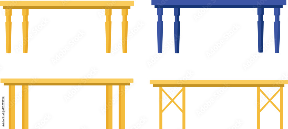 Set of different styles of wooden tables. Collection of simple vector ...